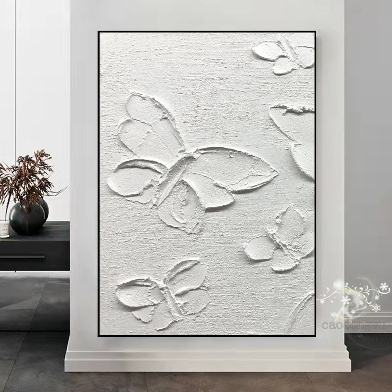 Large White Abstract Painting White Minimalist Art 3D Textured Painting ...