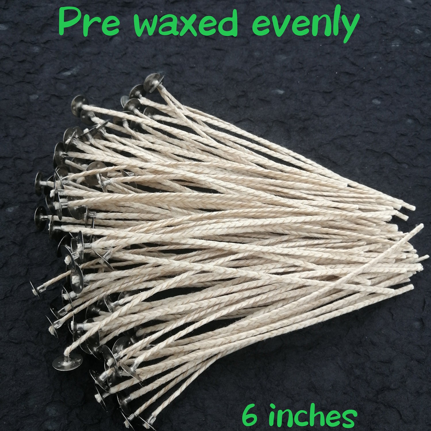 ECO Candle Wicks, 200 Pcs 6"/ 15CM Pre-waxed Pretabbed Wicks With Base ...