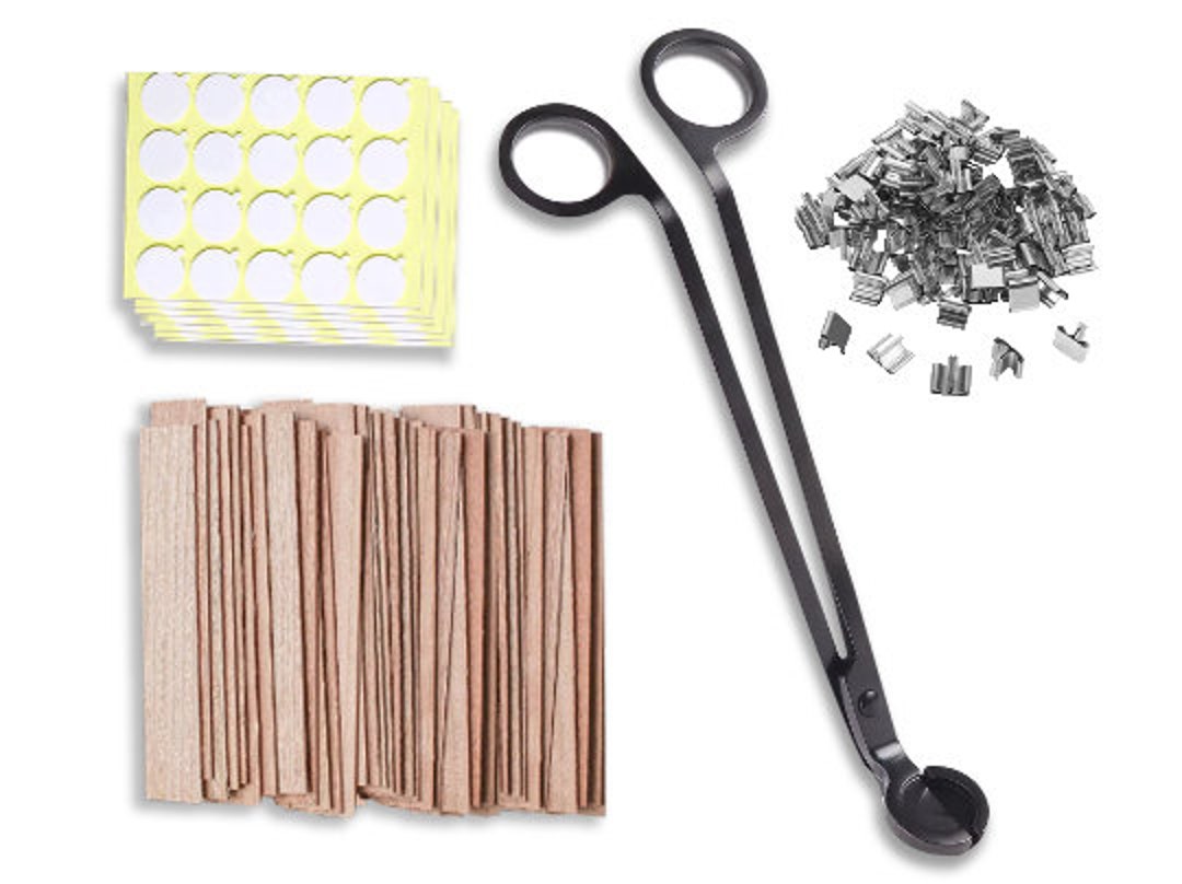 Wooden Candle Wicks, Candle Wick Trimmer and Iron Stand for DIY Candle ...