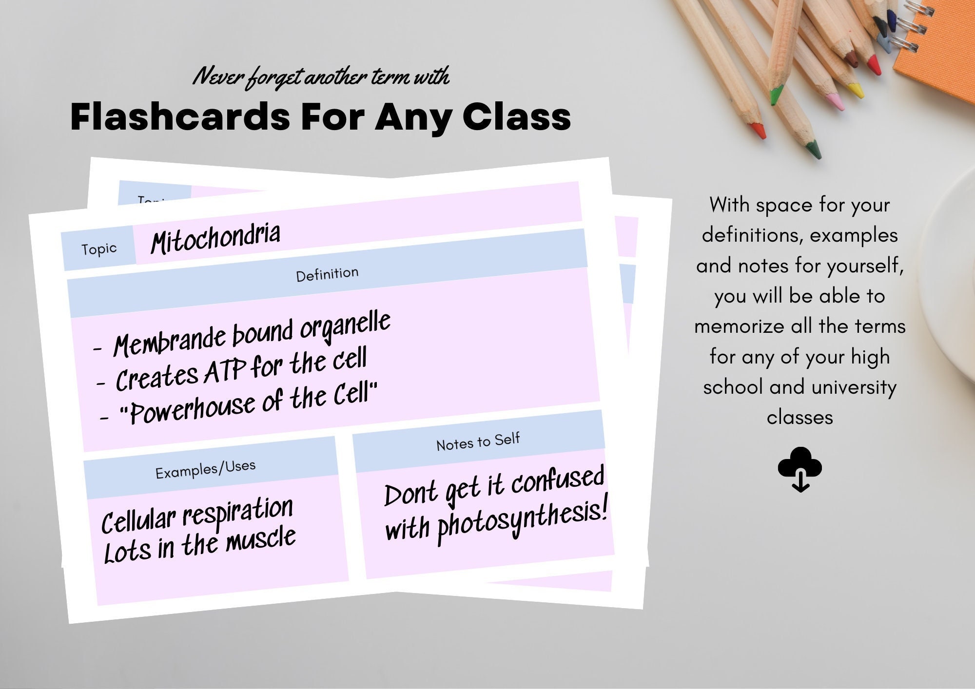 Flashcards | Use for Any Class | Download Into Onenote or Print Out ...