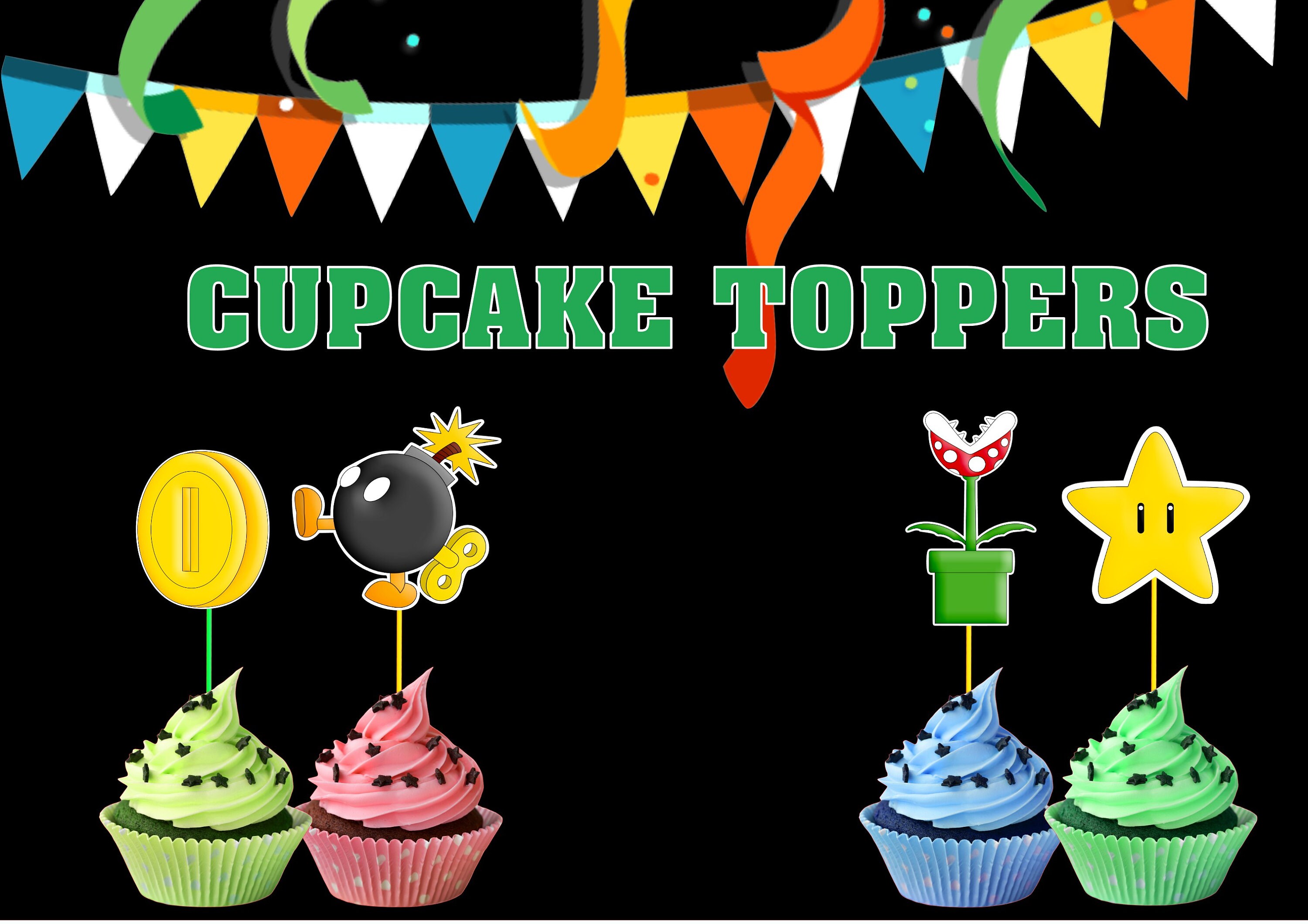 Set of 20 Toppers Cupcake Mario Bros Party Videogame Super Mario - Etsy