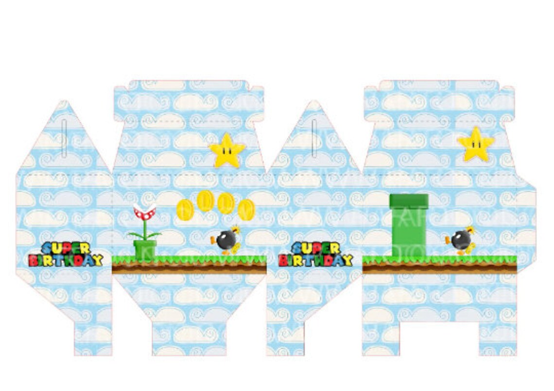 Set of 9 Box Super Mario Treat Boxes Gable Boxes Birthday Decoration ...