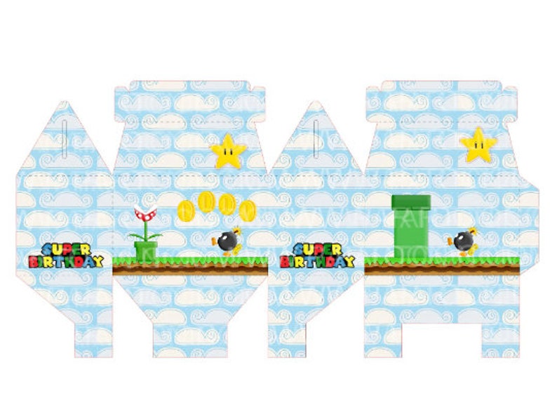 Set of 9 Box Super Mario Treat Boxes Gable Boxes Birthday Decoration ...