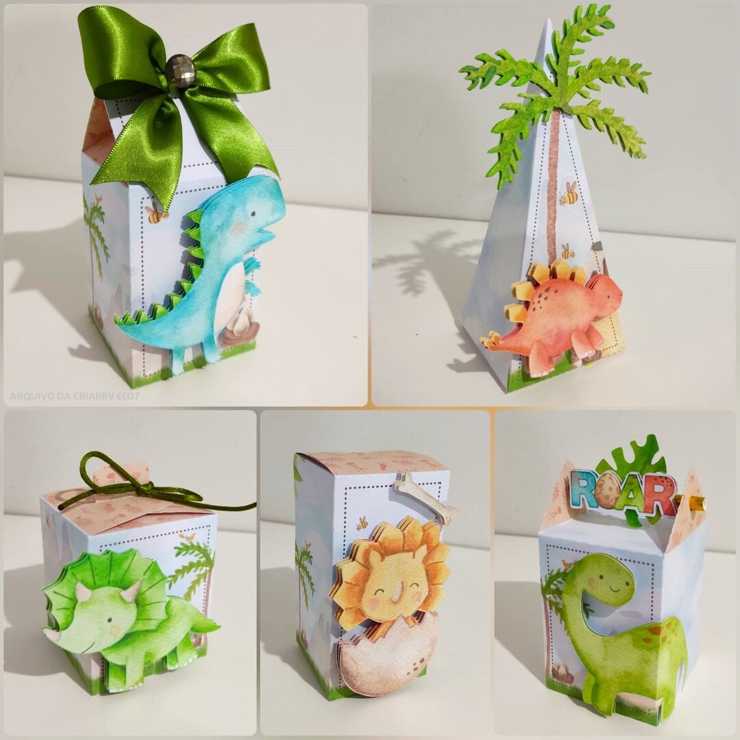 Watercolor Dinosaur Party Favor. Dinosaur Goody Boxes. Party Decoration ...