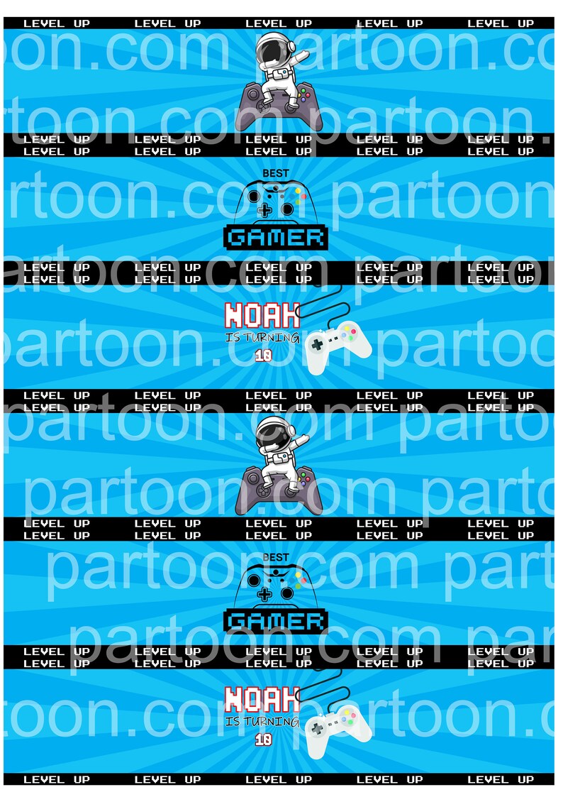 DIY Printable File Template Small Water Bottle Labels Gaming Gamer ...