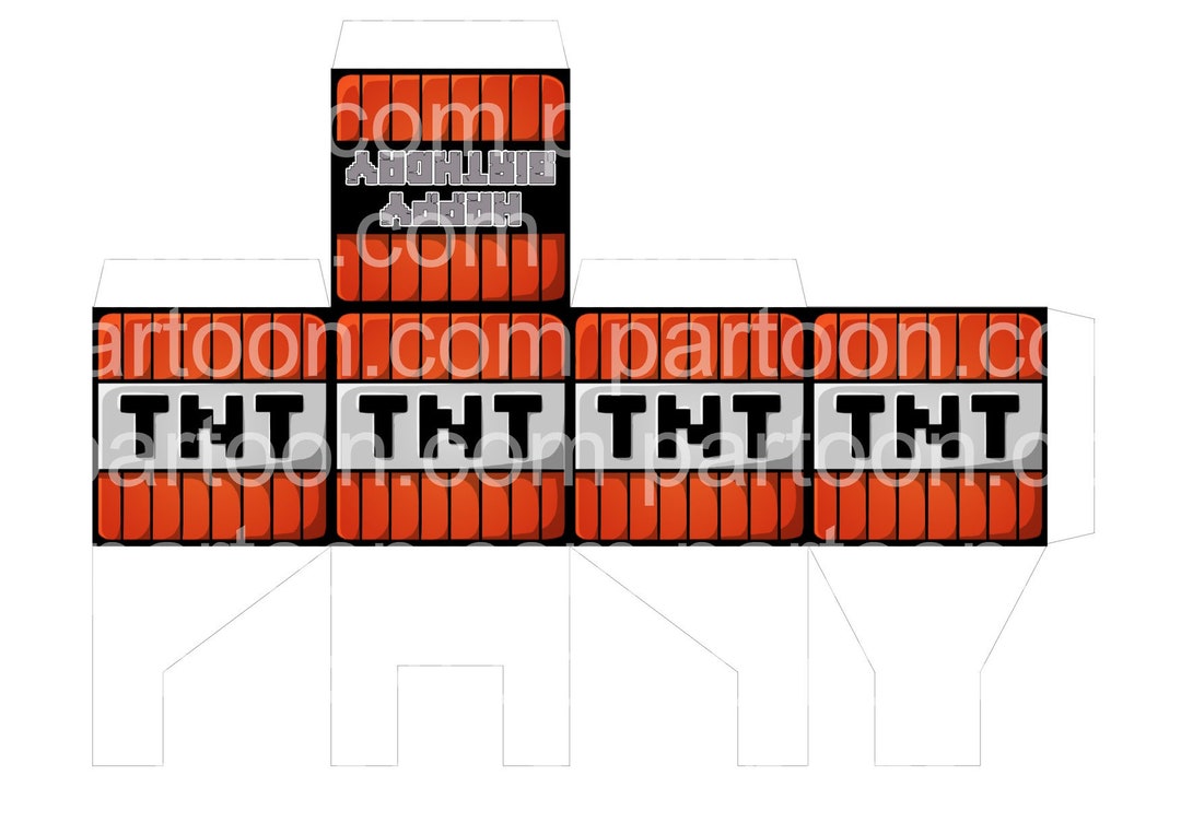 Plantilla de archivo DIY imprimible / MineCraft TNT Treat Box - Etsy España