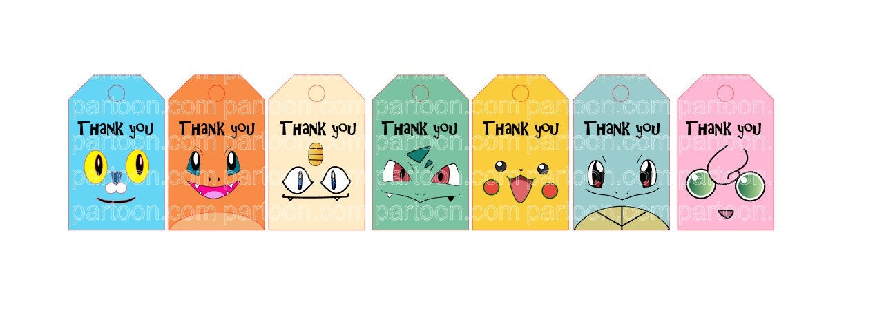 Set of 14 Label Thanks Pokemon Party Pikachu - Etsy