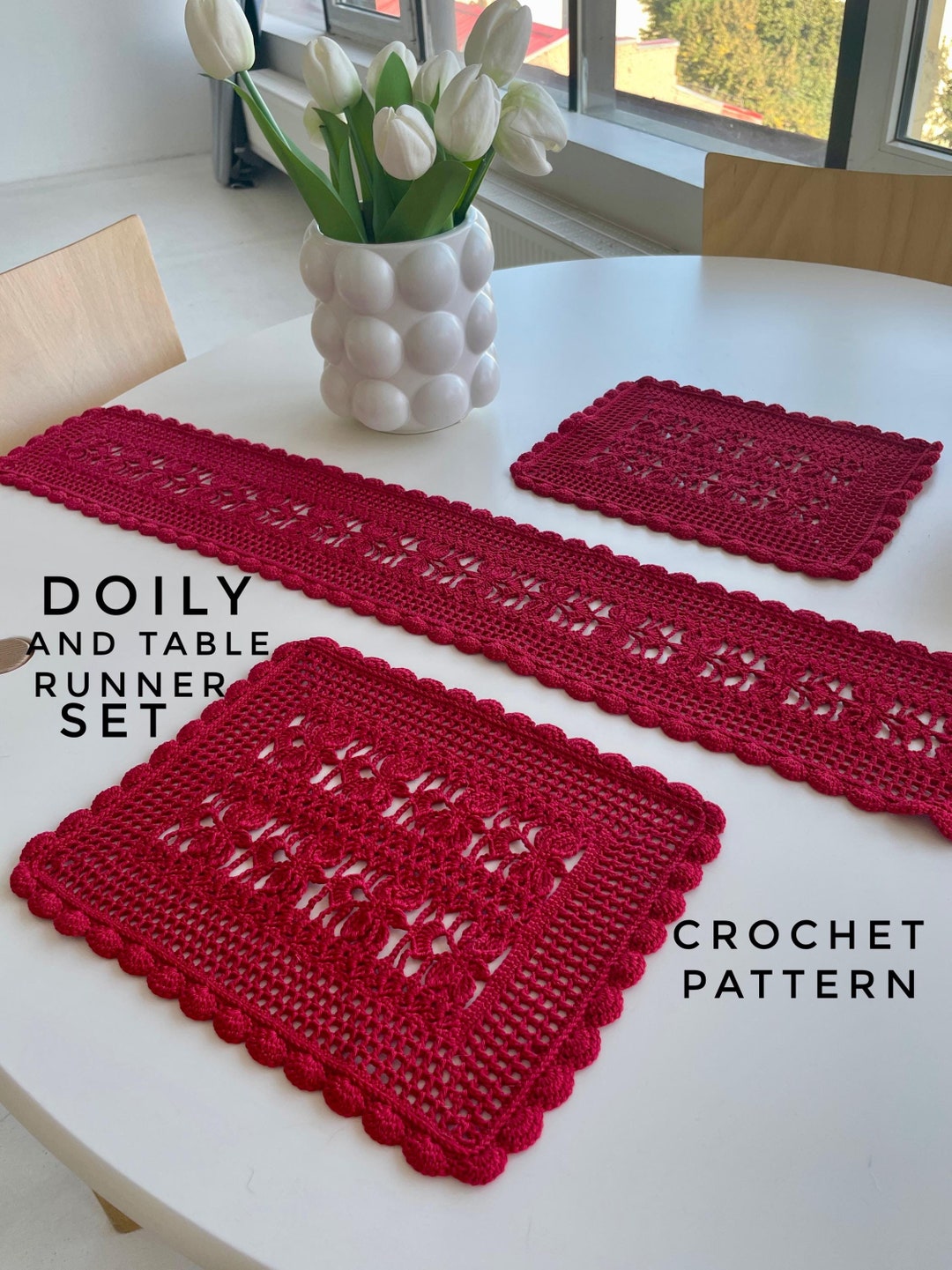 Easy Christmas Doily and Table Runner Pattern. Crochet Christmas ...