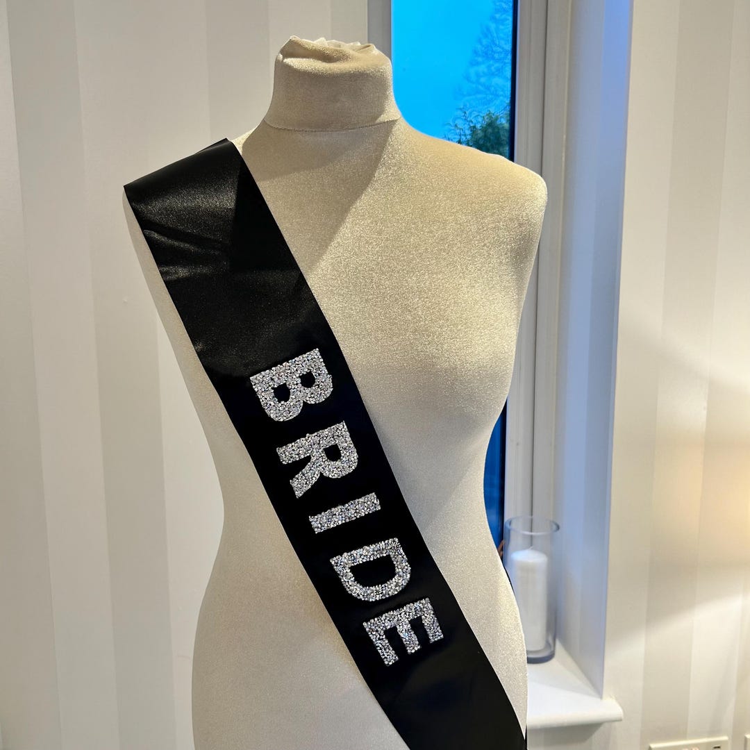 Black Sparkle Bride Sash | Personalised Bridal Hen Party Sash | RIP ...