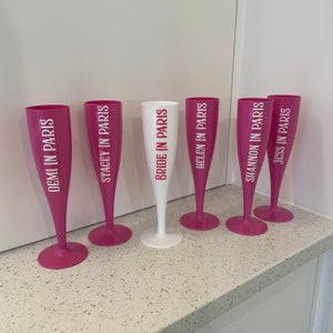 In Paris Themed Plastic Pink Flutes | Paris Hen Party Gifts | Emily in ...