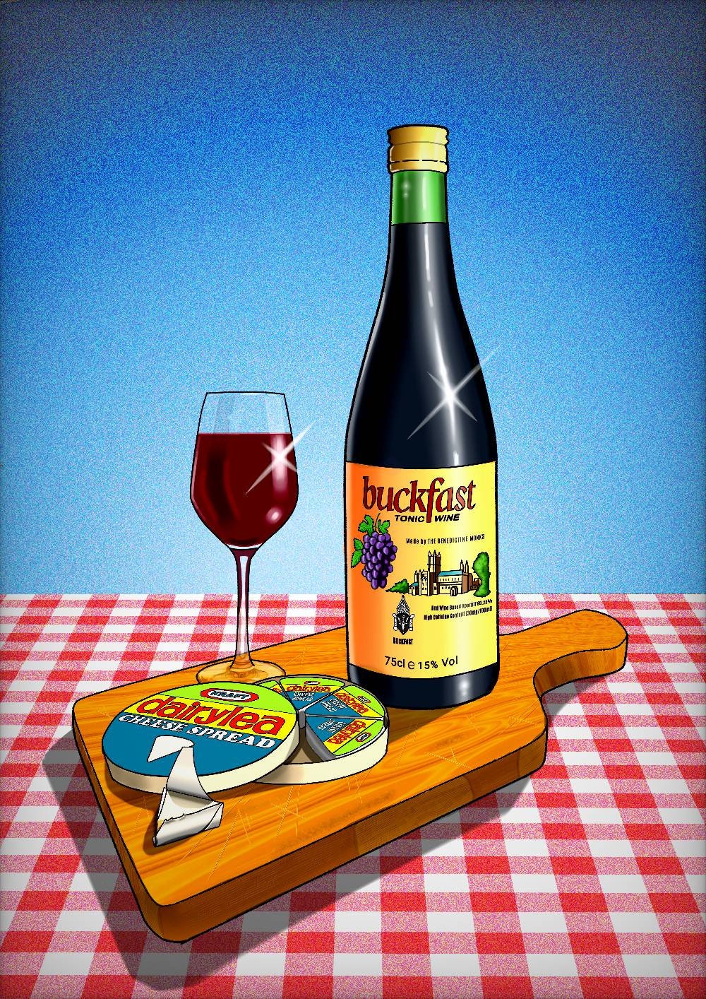 Buckfast Cheese and Wine A4 Art Drinks Drinks Beer Lager Food Poster Gift Scotland Scottish Illustration Rustic Etsy
