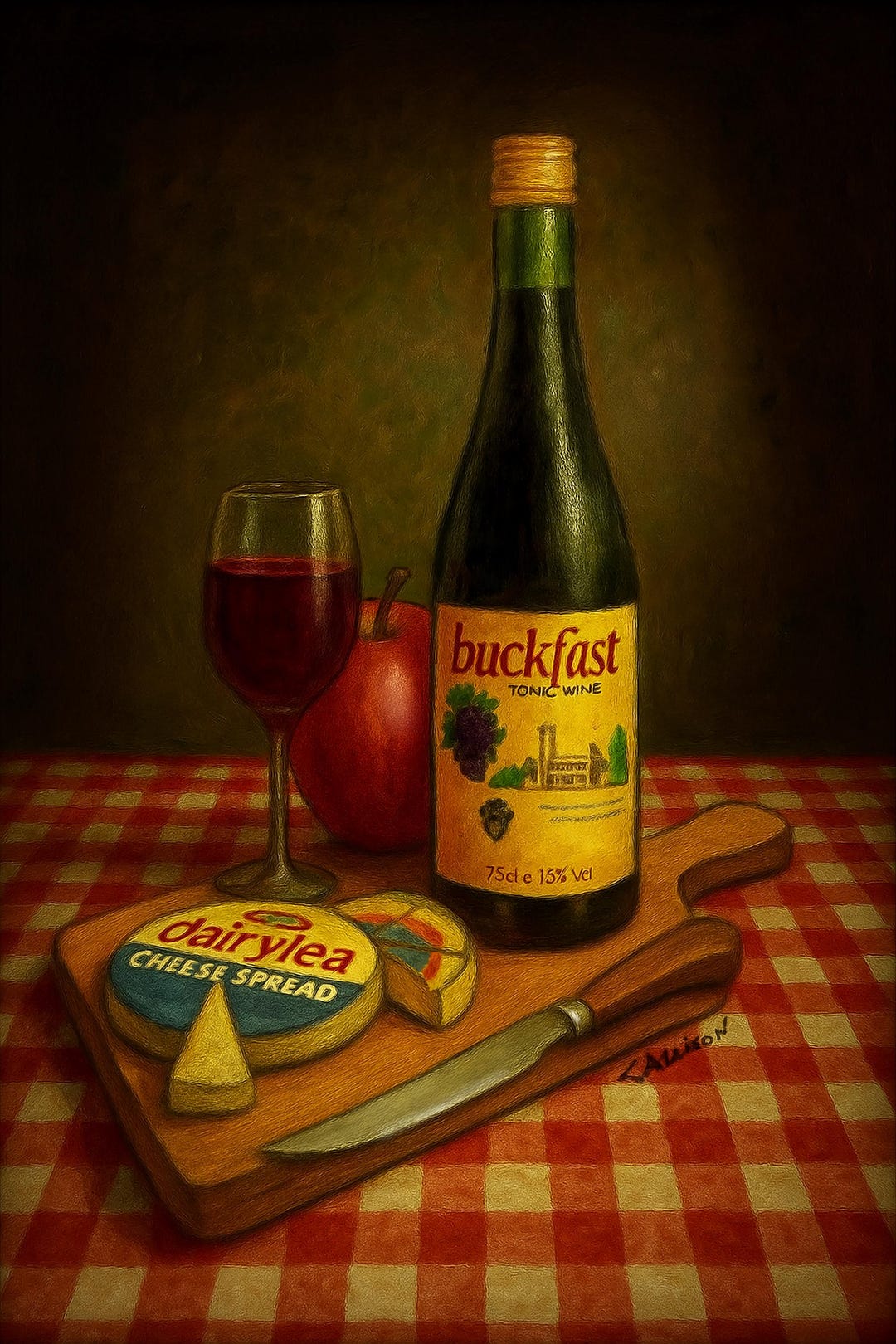 Buckfast and Cheese Art Print – Scottish Still Life (A4/A3) - Etsy