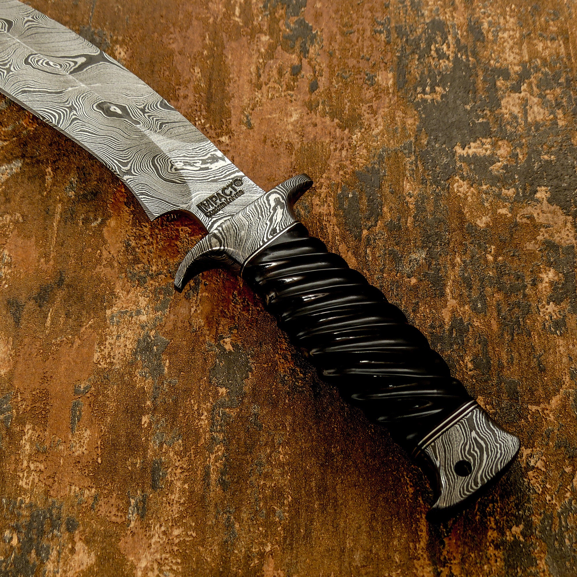 Custom Damascus Sasquatch Bowie Knife Bull Horn Handle - Etsy