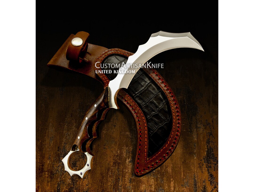 1-of-a-kind Custom Karambit Full Tang Knife Burl Wood Handle - Etsy