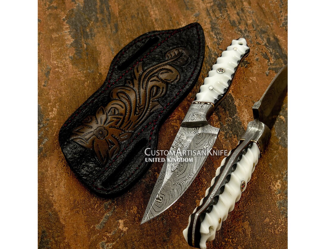 Hand Made Custom Damascus Bush Craft Skinning Hunting Knife - Etsy