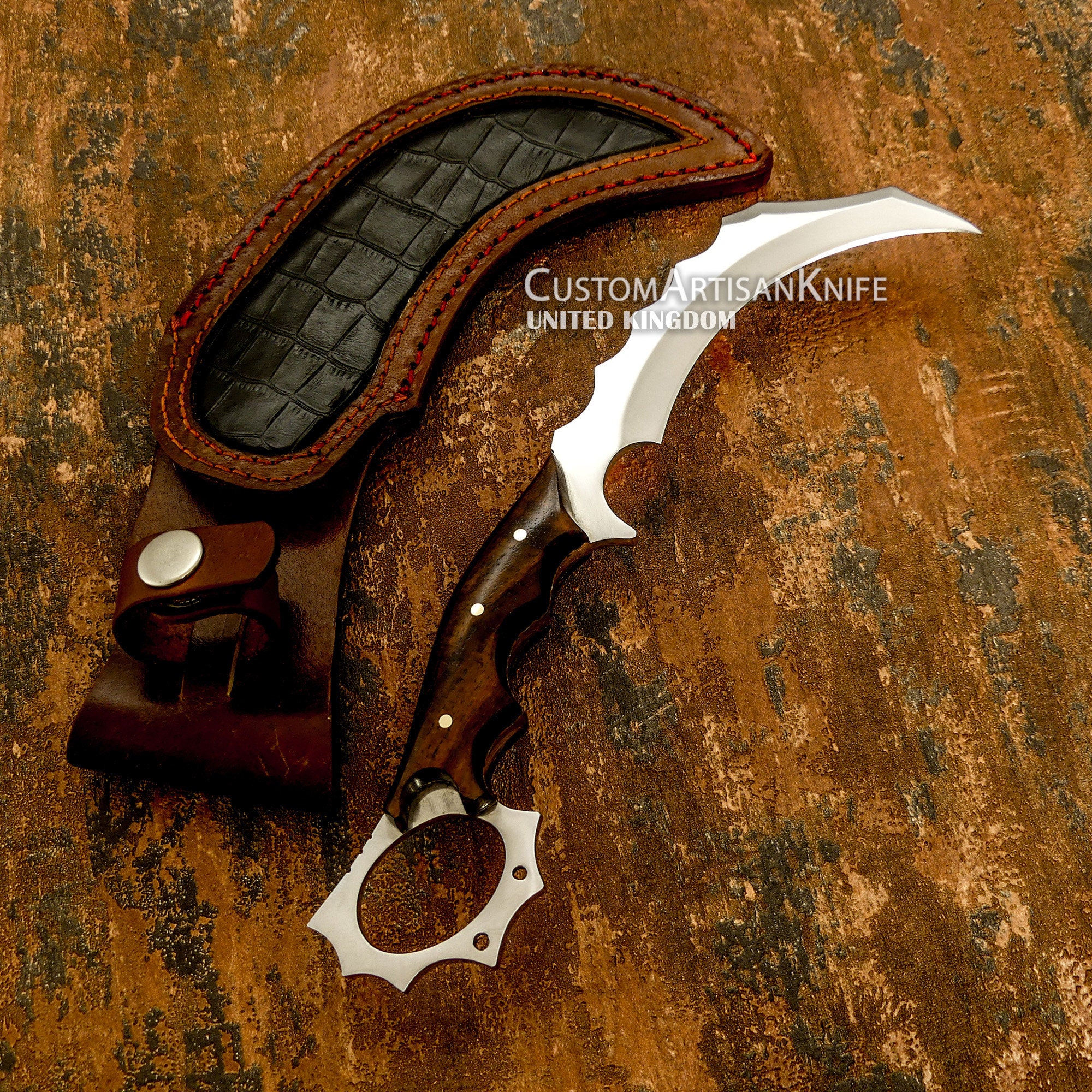 1-of-a-kind Custom Karambit Full Tang Knife Burl Wood Handle - Etsy