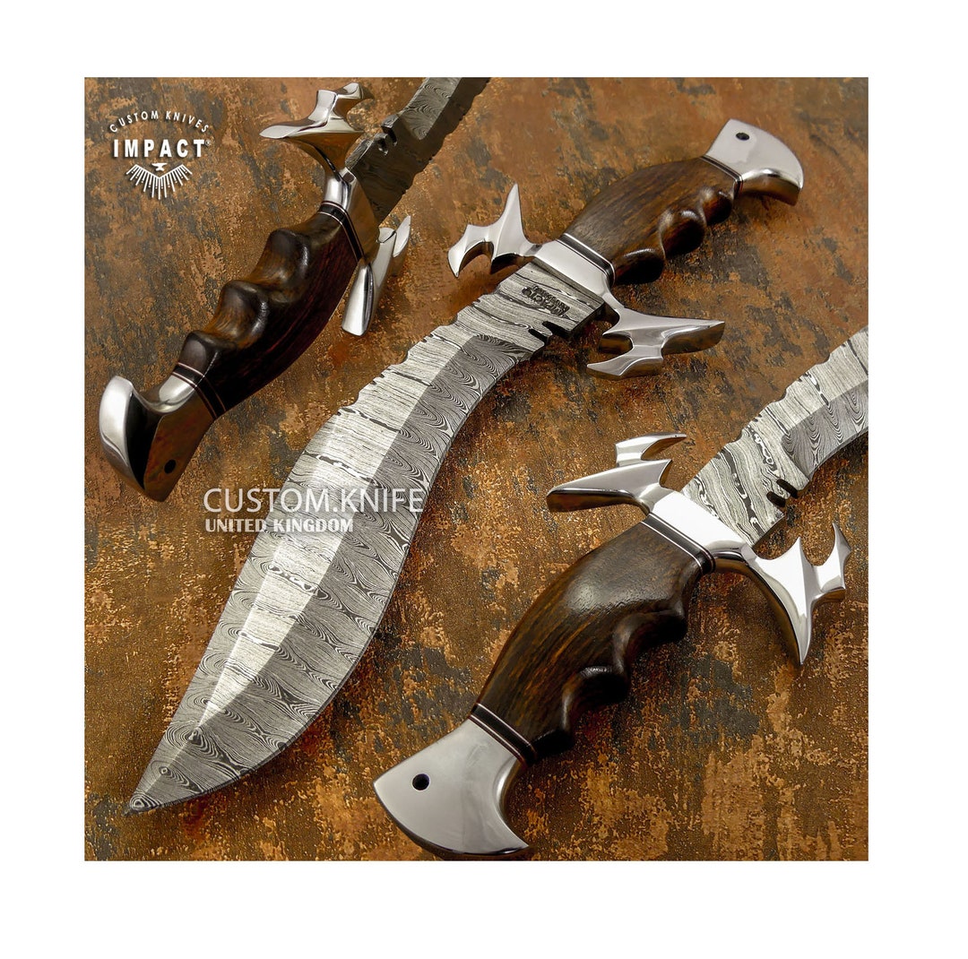 Custom Damascus Khukri Kukri Bowie Knife - Etsy