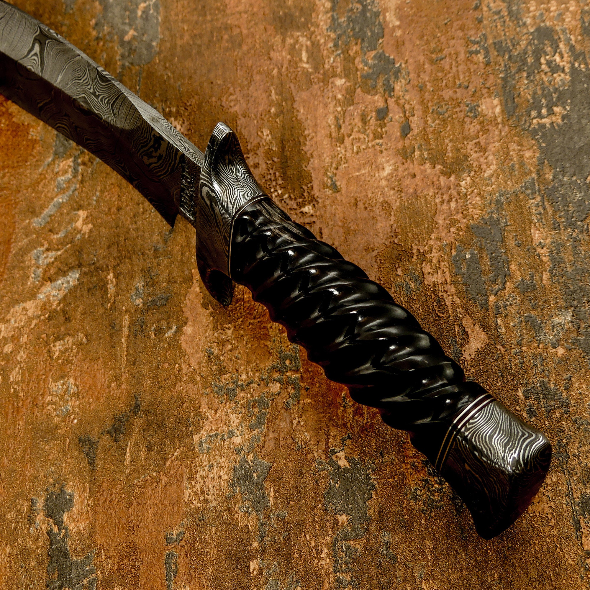 Custom Damascus Sasquatch Bowie Knife Bull Horn Handle - Etsy