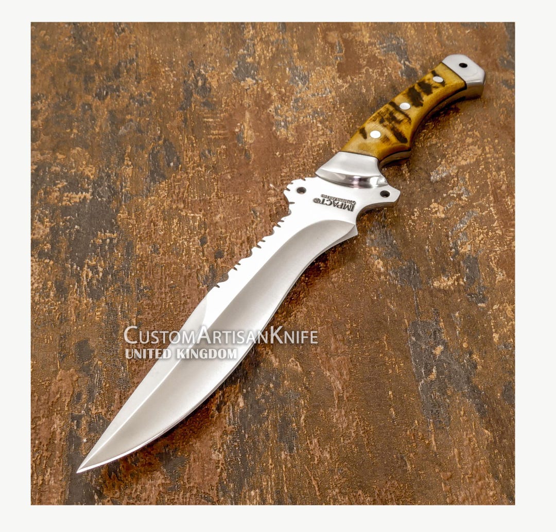 Hand Made Full Tang Bushcraft Hunting Knife Ram Horn Handle - Etsy