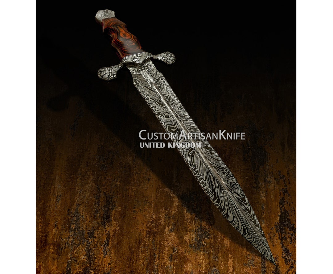 Hand Forged Custom Feather Damascus Art Dagger Knife - Etsy