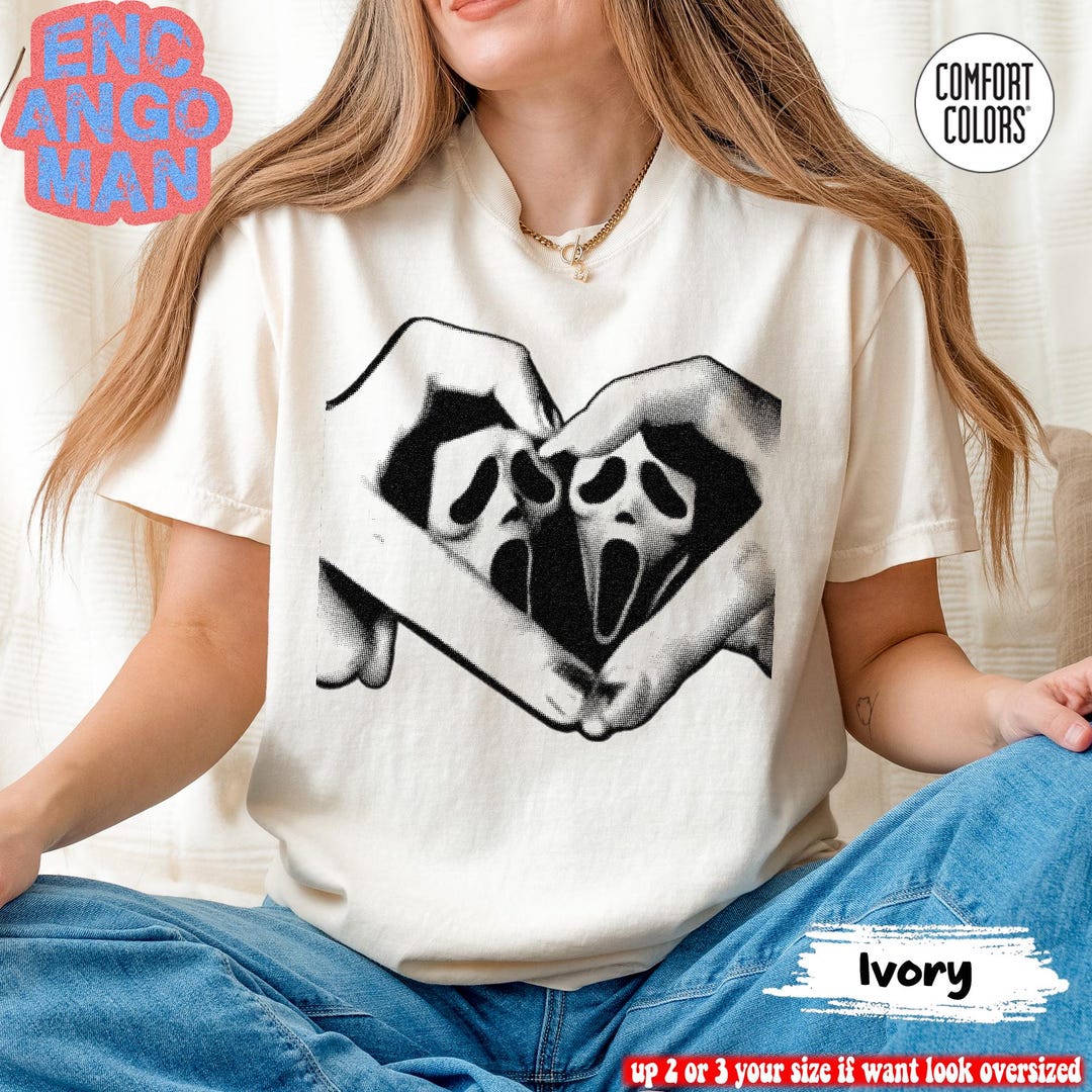 Comfort Colors® Funny Ghostface Heart Hands Shirt, Cute Horror Movie ...