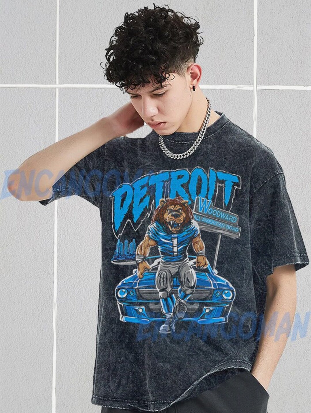 Vintage Wash 90s Graphic Style Detroit Football Shirt, Football Shirt ...