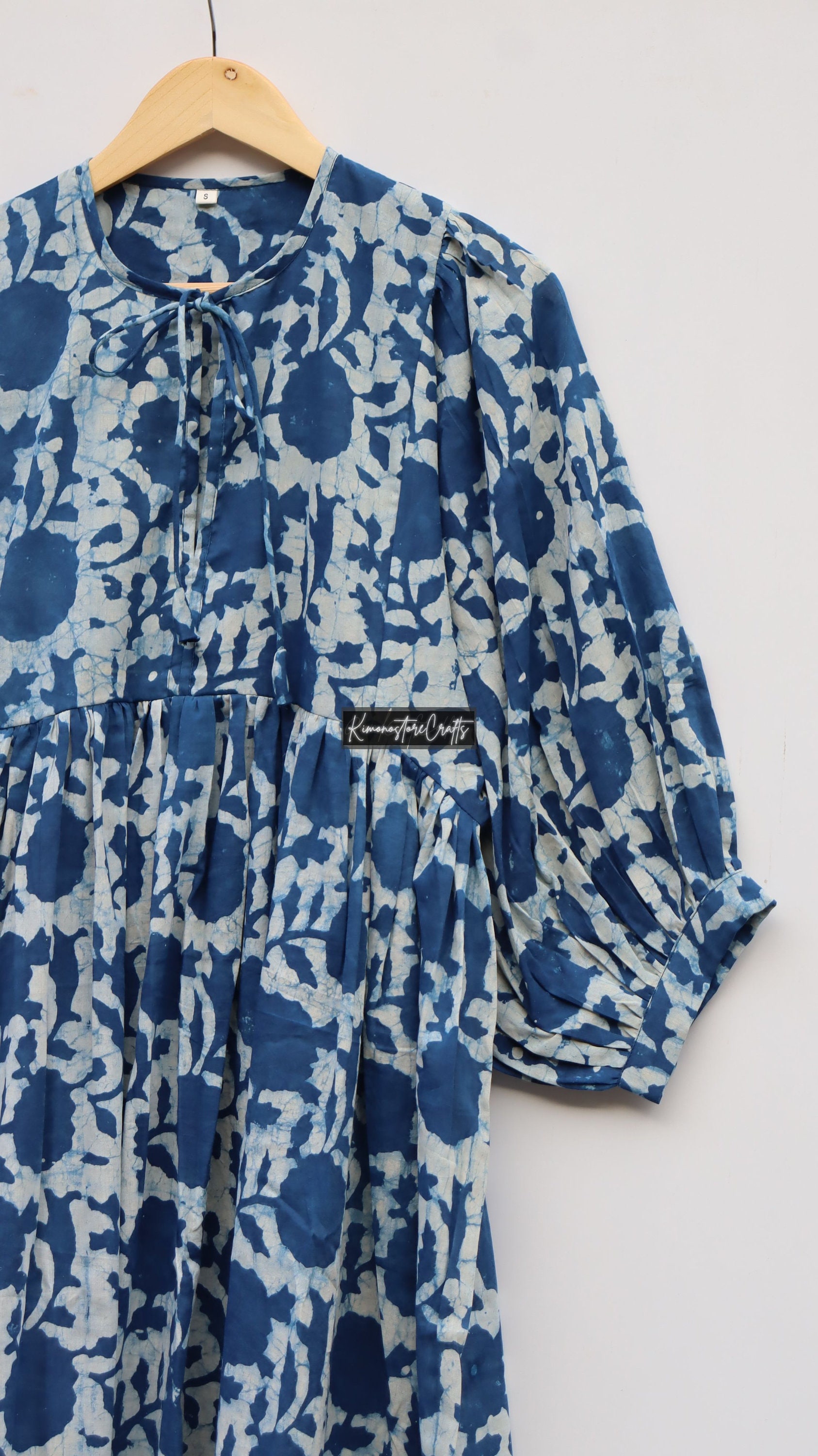 Natural Indigo Print Midi Dress Mini Dress Floral Dress - Etsy