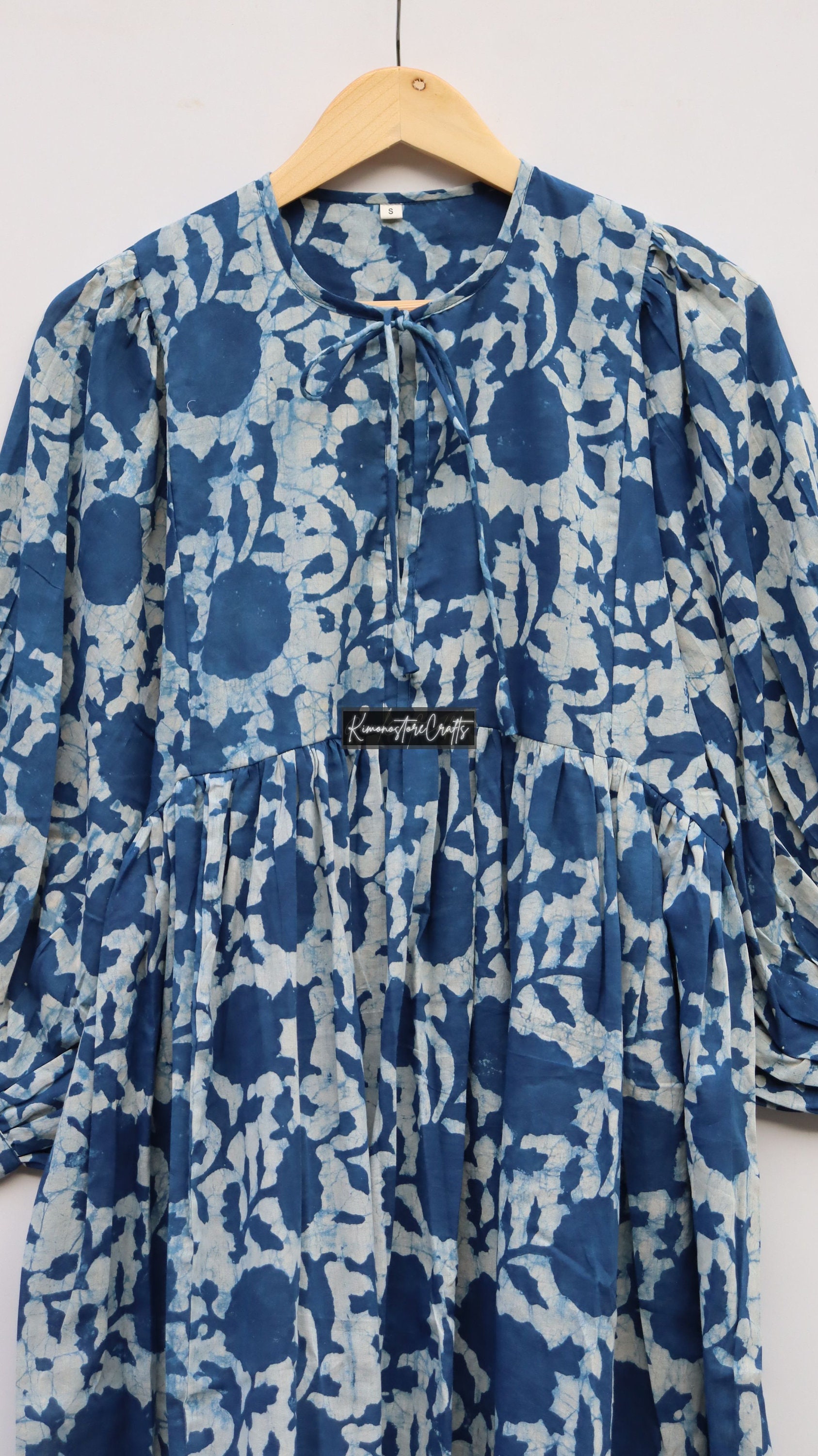 Natural Indigo Print Midi Dress Mini Dress Floral Dress - Etsy