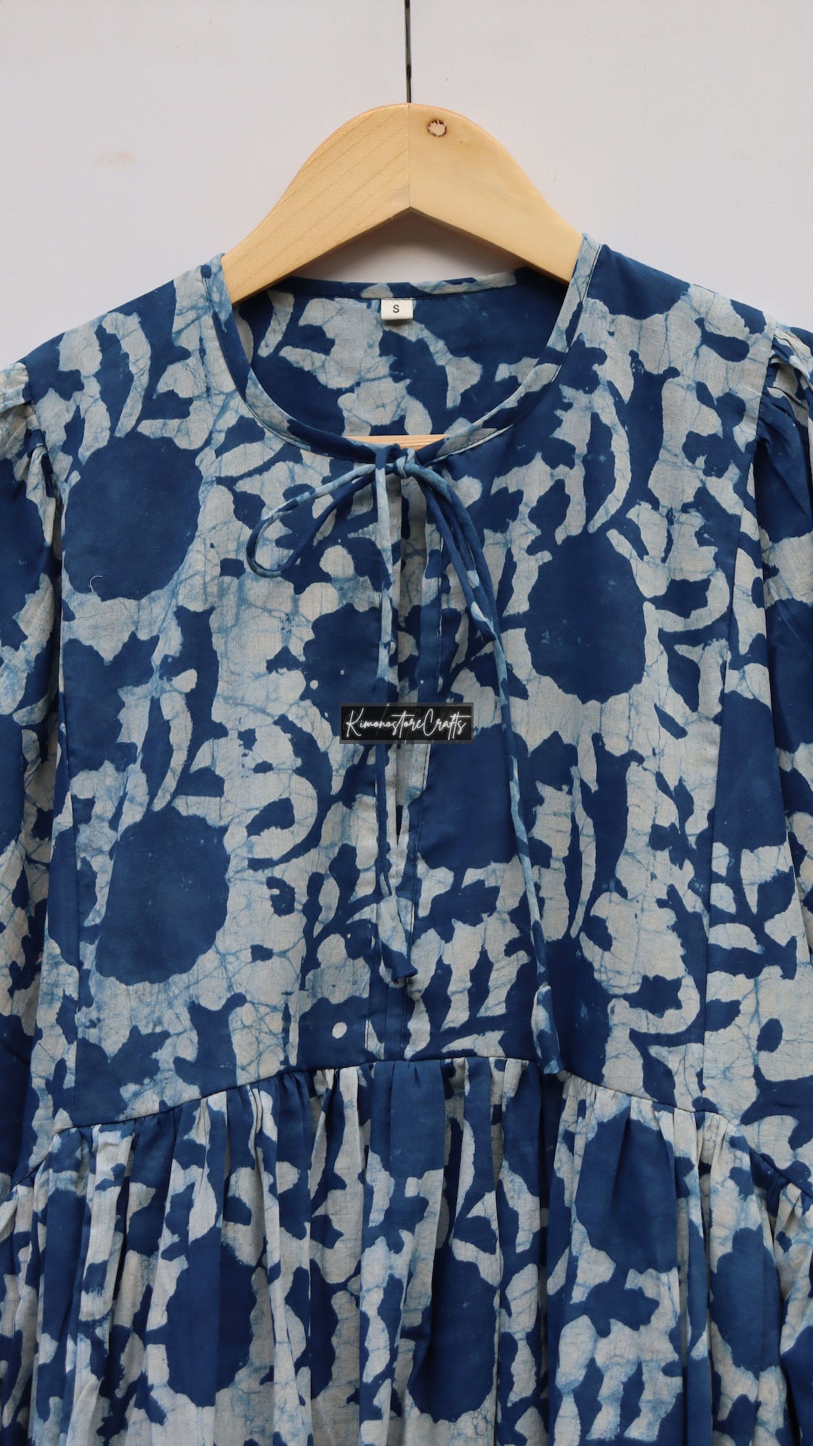 Natural Indigo Print Midi Dress Mini Dress Floral Dress - Etsy