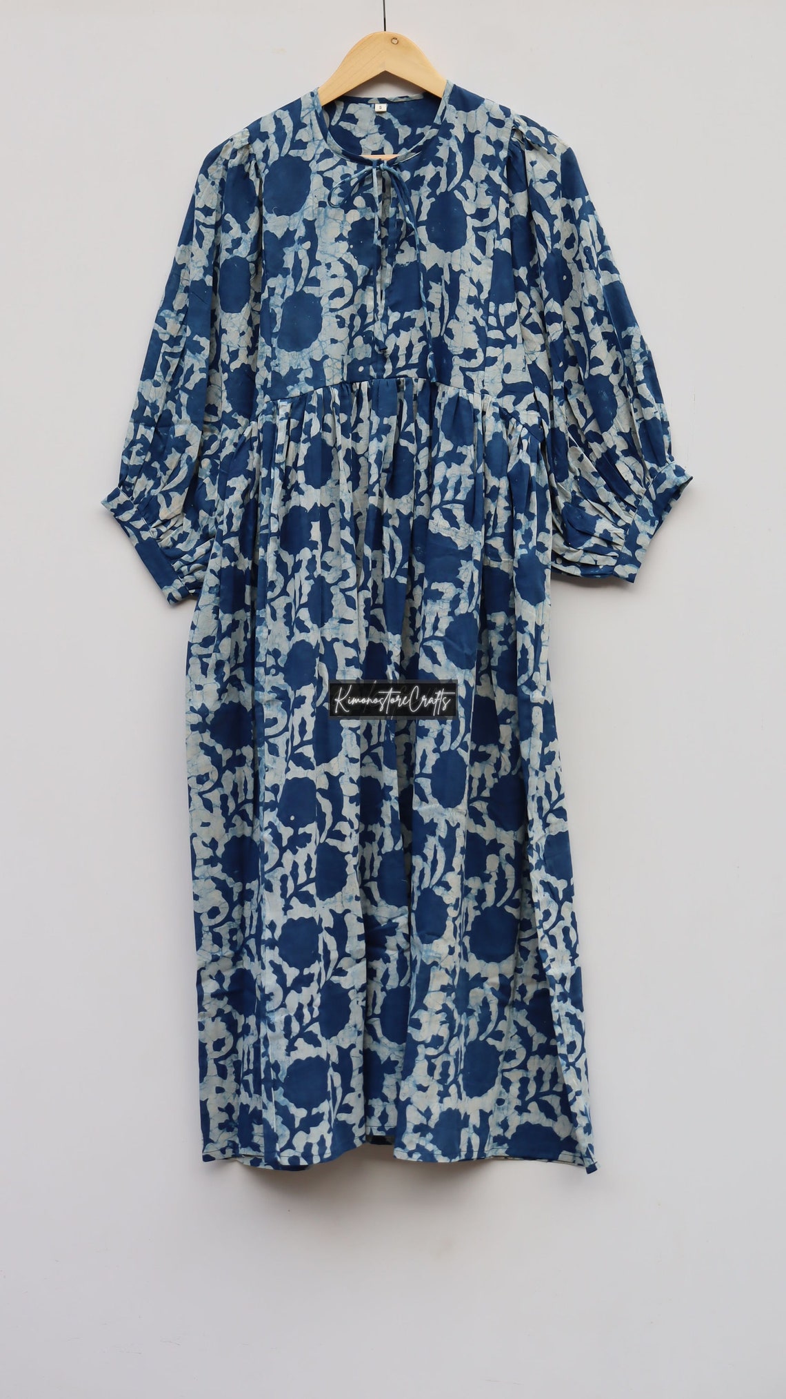 Natural Indigo Print Midi Dress Mini Dress Floral Dress - Etsy
