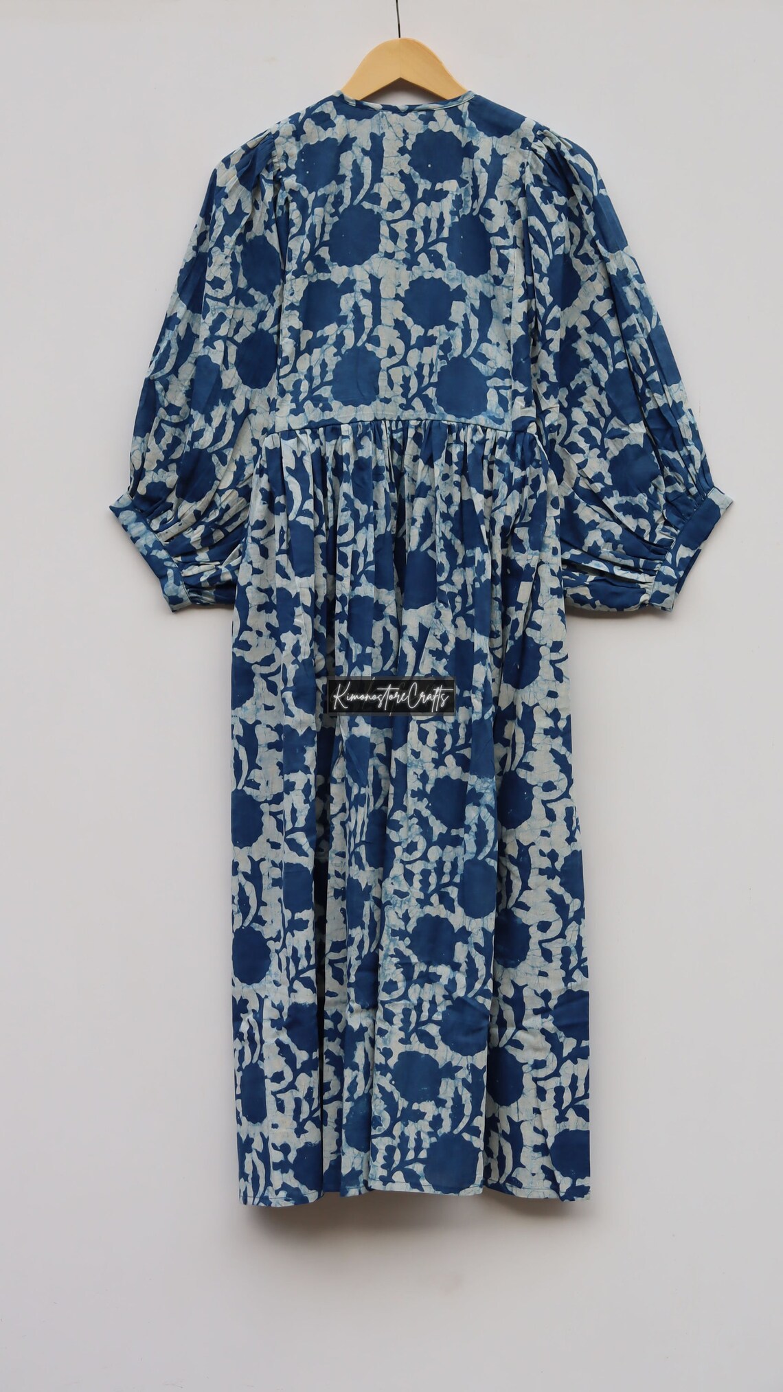 Natural Indigo Print Midi Dress Mini Dress Floral Dress - Etsy