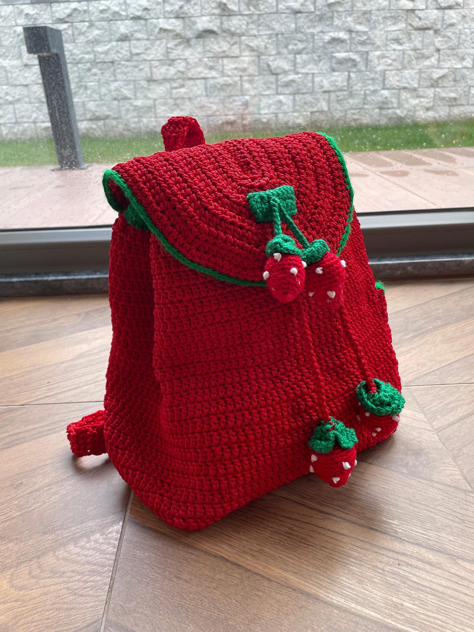 Crochet Strawberry Backpack, Kawaii Red Strawberry Bag, Cute Fruit ...