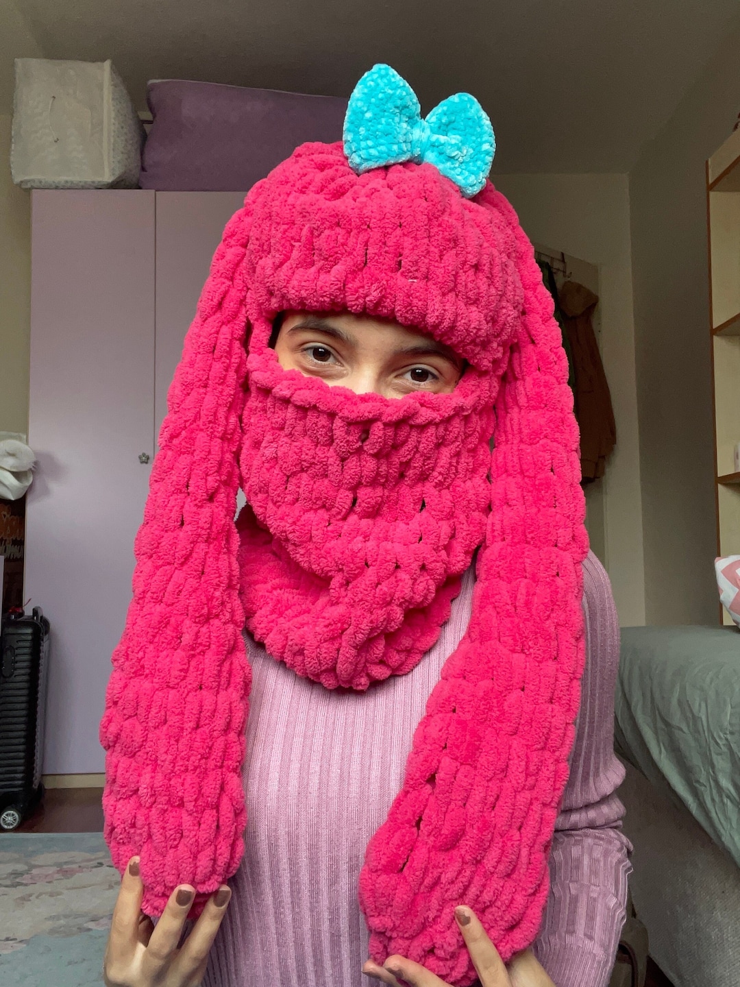 Knit Melody Balaclava Mask, Cute Kawaii Balaclava Hat, Ski Mask ...