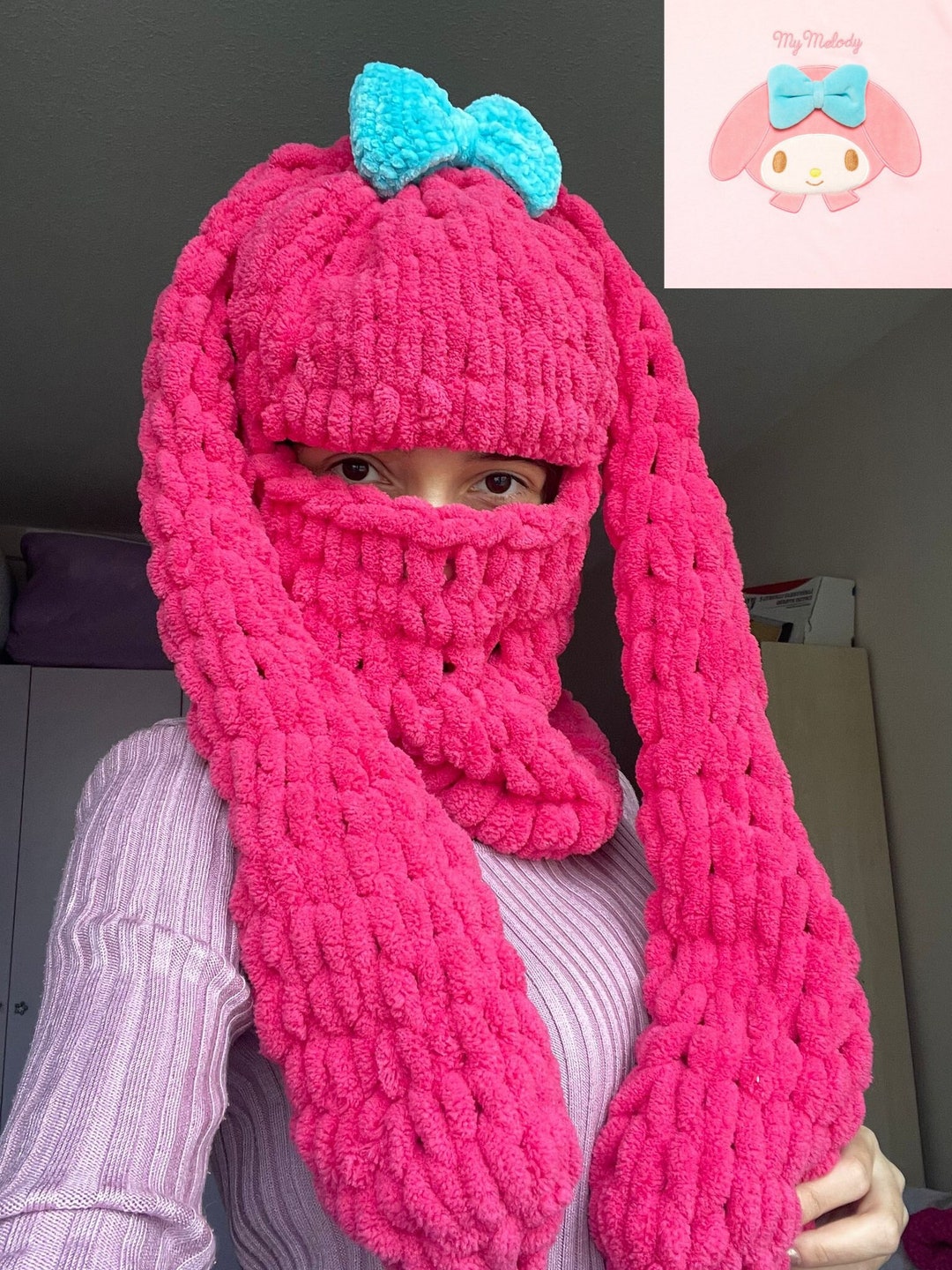 Knit Melody Balaclava Mask, Cute Kawaii Balaclava Hat, Ski Mask ...