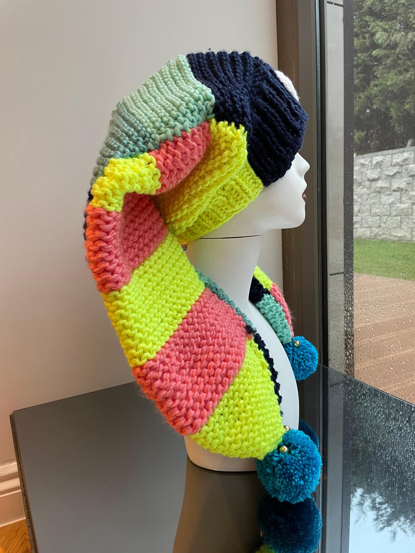 Knit Fizzarolli Hat, Long Jester Harlequin Hat, Clown Jester Hat, Funny ...