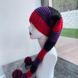 PDF PATTERN Knit Long Jester Harlequin Hat, Pattern Tutorial Clown ...