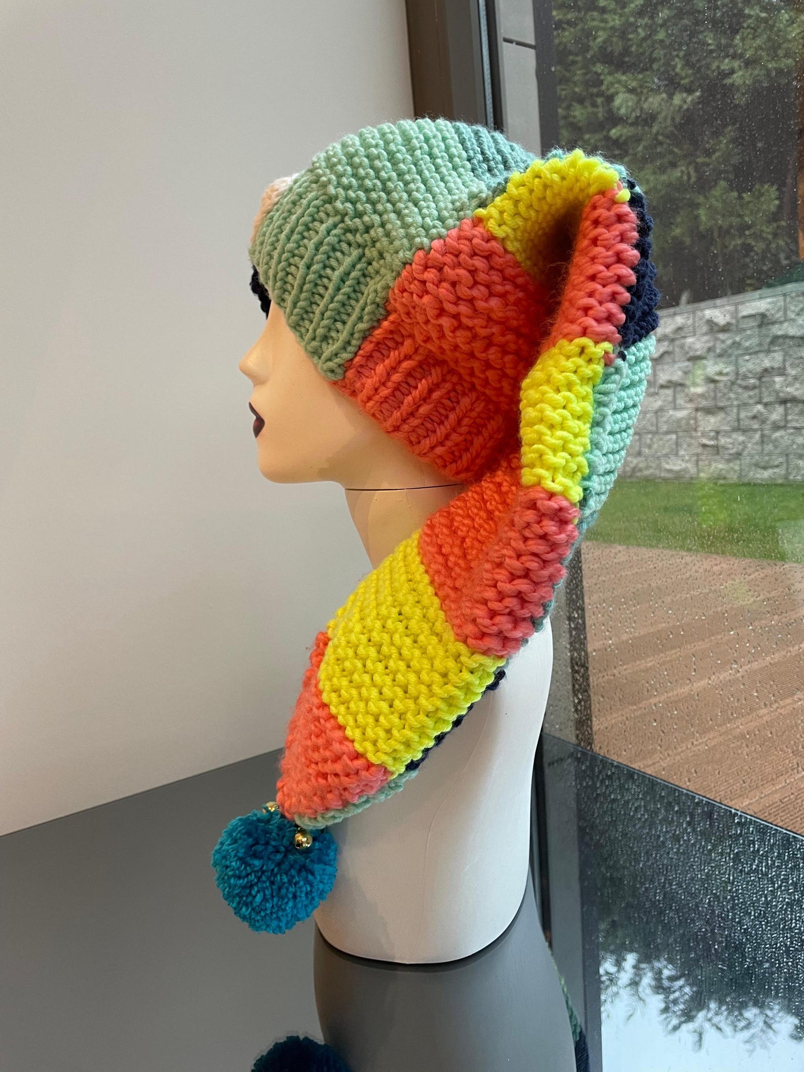 Knit Fizzarolli Hat, Long Jester Harlequin Hat, Clown Jester Hat, Funny ...