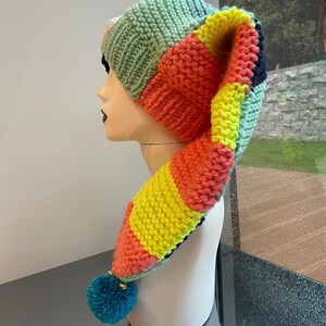 Knit Fizzarolli Hat, Long Jester Harlequin Hat, Clown Jester Hat, Funny ...