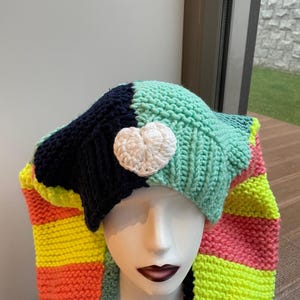 Knit Fizzarolli Hat, Long Jester Harlequin Hat, Clown Jester Hat, Funny ...