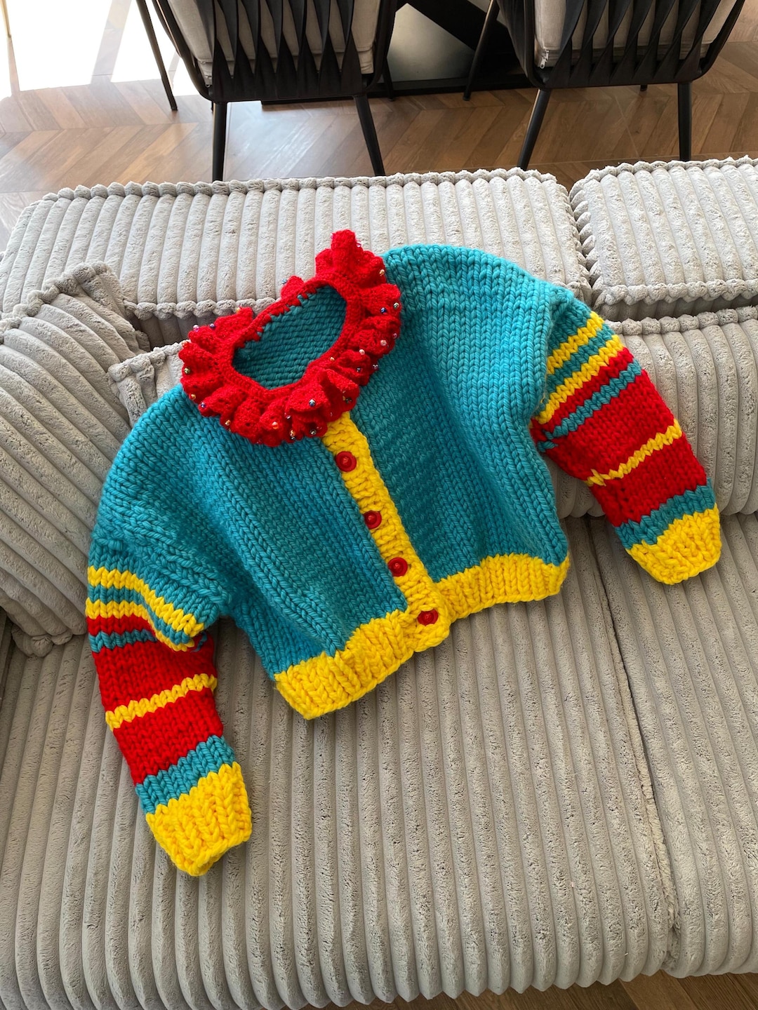 Knit Colorful Clown Cardigan, Clowncore Jacket, Clown Cardigan With ...