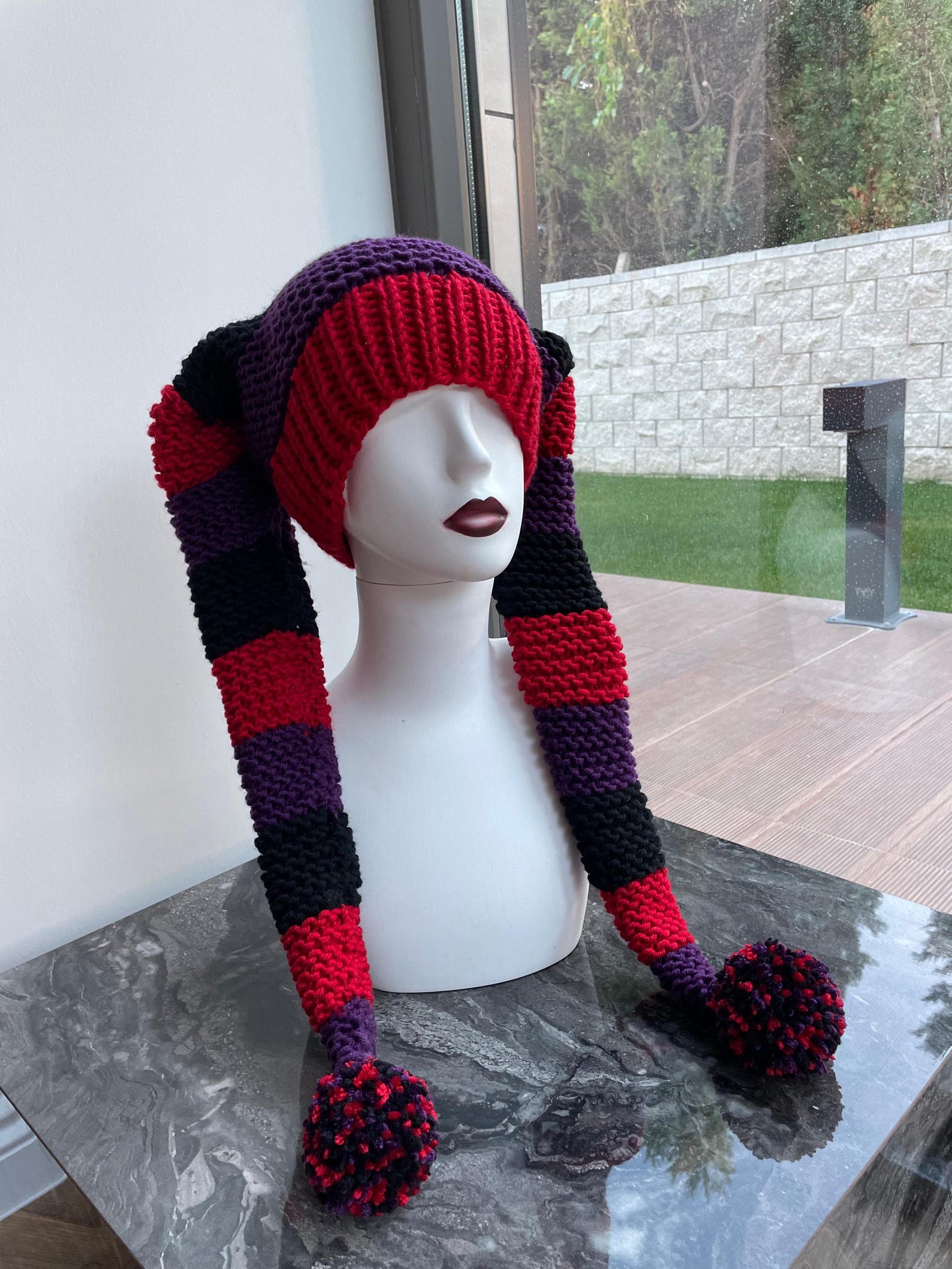 PDF PATTERN Knit Long Jester Harlequin Hat, Pattern Tutorial Clown ...