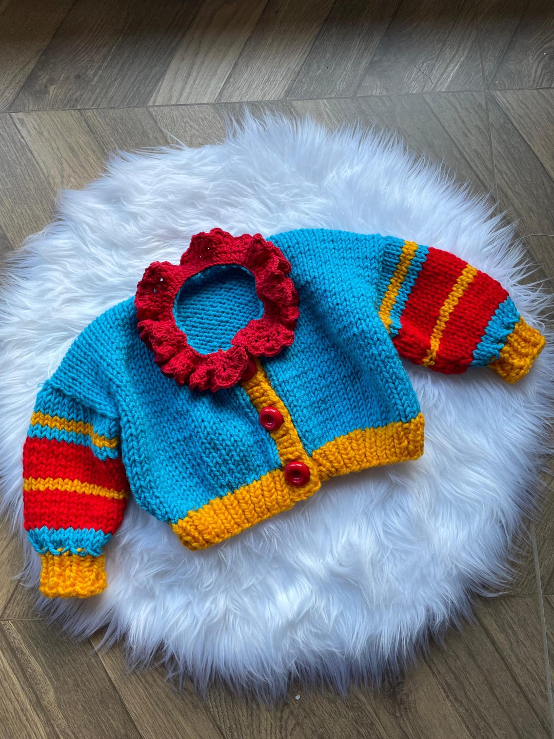 Knit Colorful Clown Baby Cardigan, Baby Clown Core Sweater, Clown ...