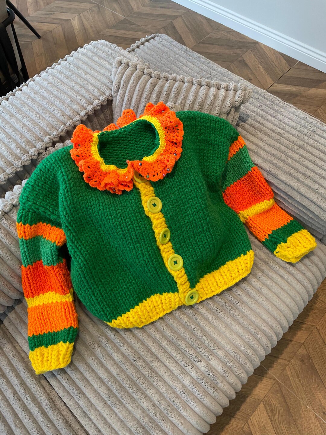 Knit Green Colorful Clown Cardigan, Clown Core Jacket, Clown Cardigan ...