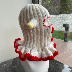 Knit White Clown Balaclava Hat, Clown Core Ski Mask, Jester Harlequin ...