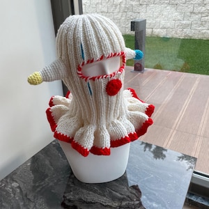 Knit White Clown Balaclava Hat, Clown Core Ski Mask, Jester Harlequin ...