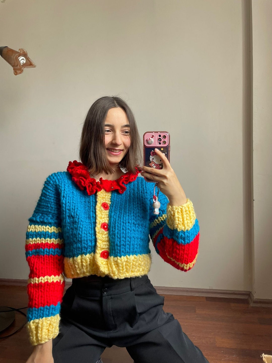 Knit Colorful Clown Cardigan, Clowncore Jacket, Clown Cardigan With ...