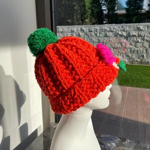 Knit Silly Clown Beanie, Clown Hat, Orange Colorful Circus Beanie ...