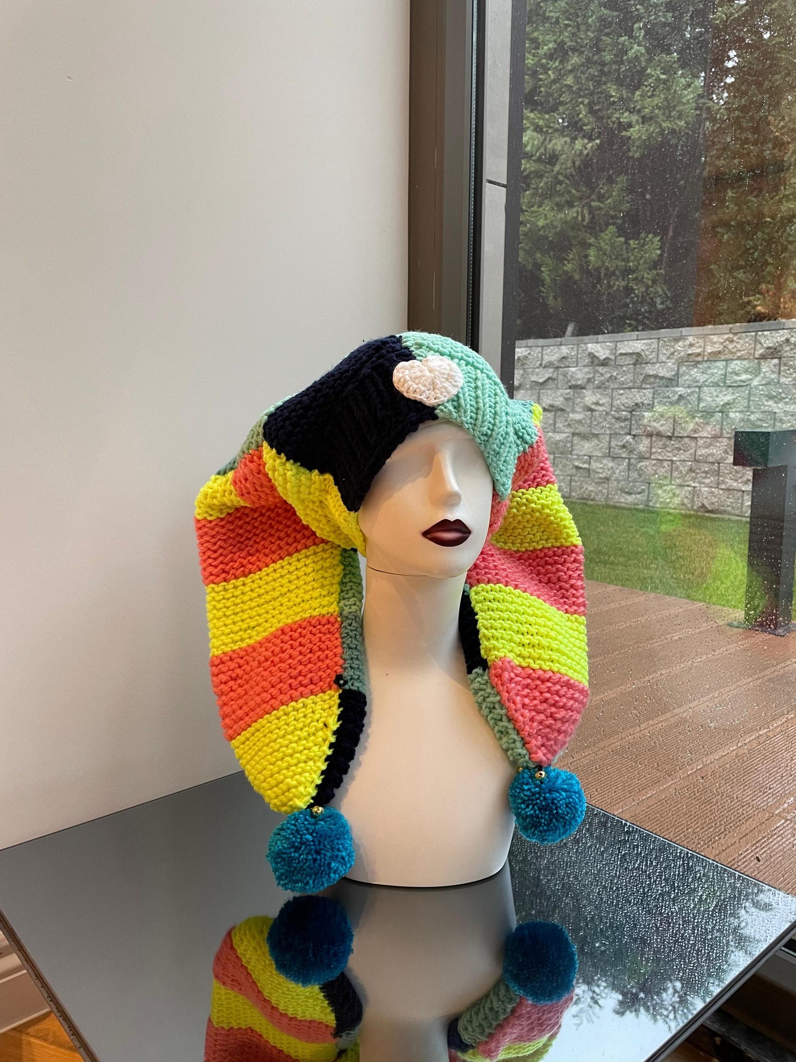 Knit Fizzarolli Hat, Long Jester Harlequin Hat, Clown Jester Hat, Funny ...