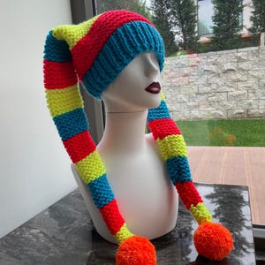 PDF PATTERN Knit Jester Harlequin Hat, Pattern Tutorial Clown Jester Hat, Pattern Funny Jester ...