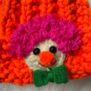 Knit Silly Clown Beanie, Clown Hat, Orange Colorful Circus Beanie ...